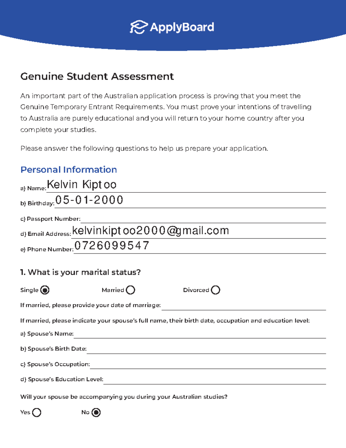 Genuine Student Assessment Questions 1 - Genuine Student Assessment An ...
