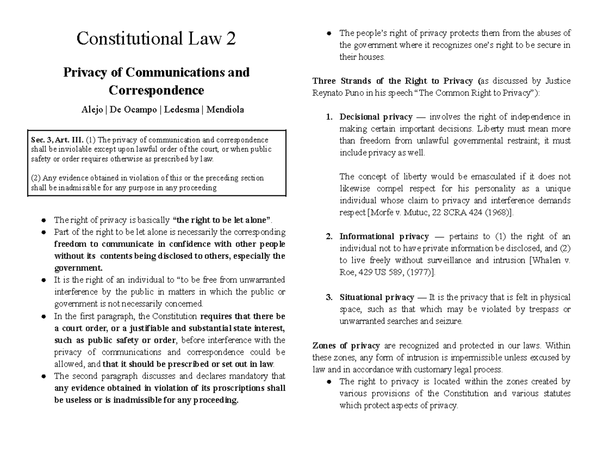 Consti 2G02 Privacy of Communications and Correspondence Output ...