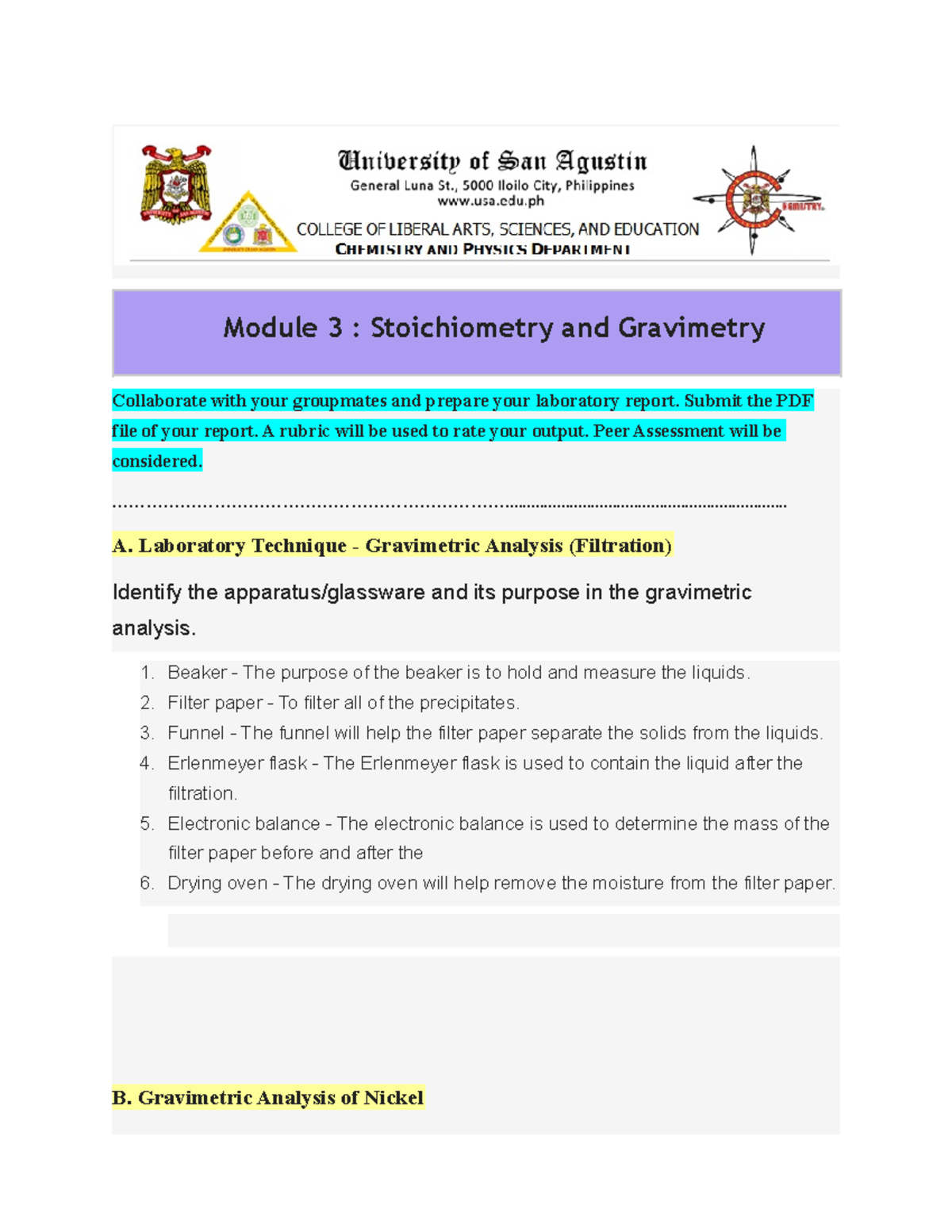 Module 3 - Stoichiometry and Gravimetry - Module 3 : Stoichiometry and ...