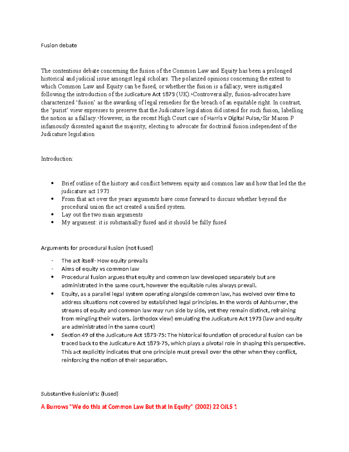 Equity and trust notes - Fusion debate The contentious debate ...