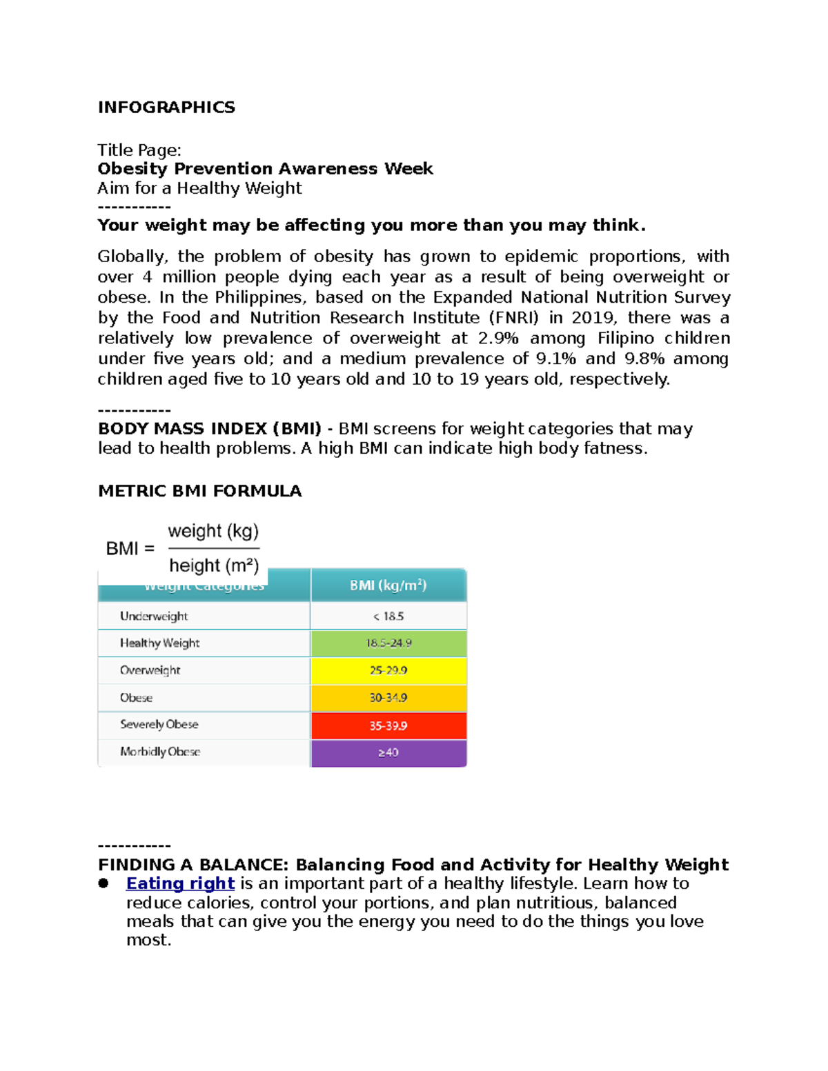 Obesity Awareness Prevention Week INFOGRAPHICS Title Page Obesity obesity-awareness-prevention-week-infographics-title-page-obesity