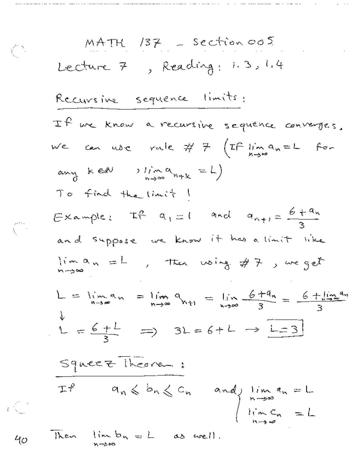 Lecture 7-MATH137 - Math 137 - Studocu