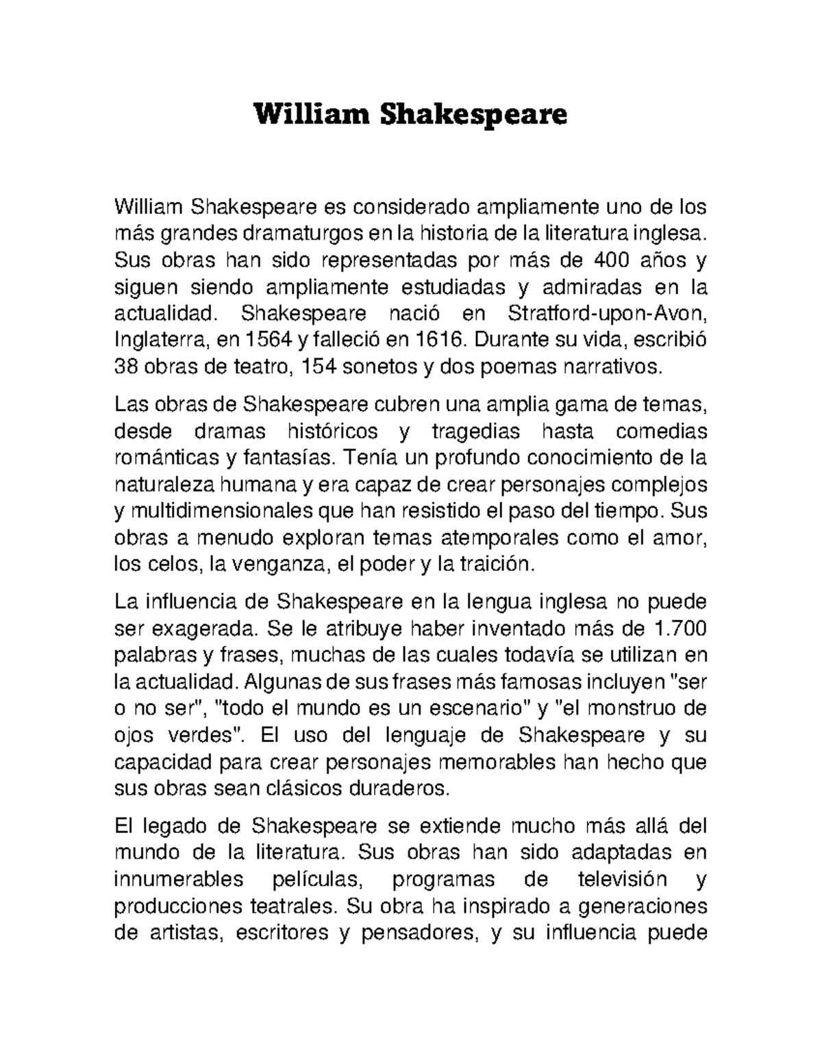 William Shakespeare - William Shakespeare William Shakespeare es ...