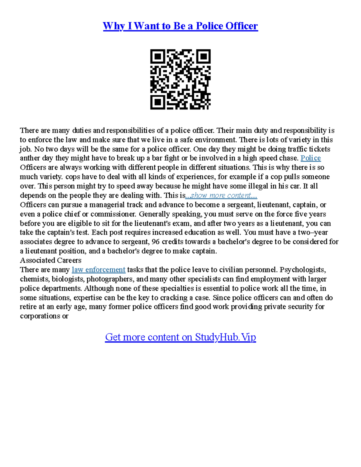 Why Do I Want To Be A Police Officer Essay - Why I Want to Be a Police ...