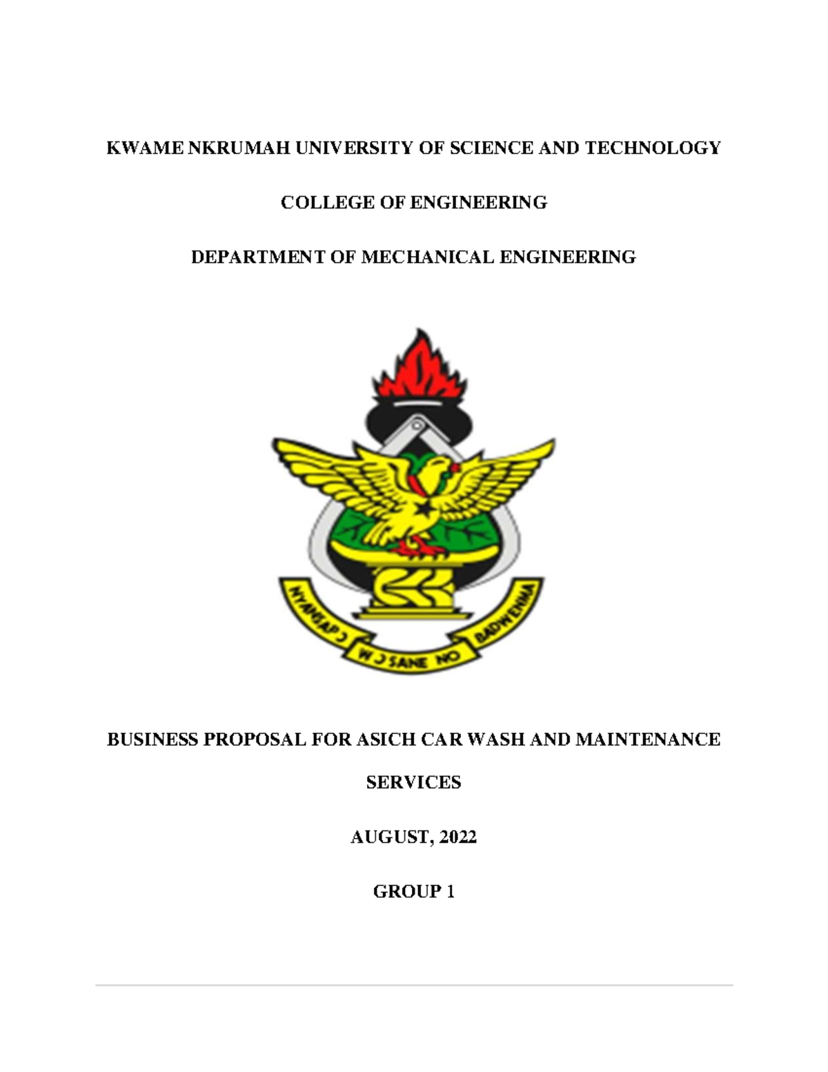 Asich Mobile Car Washing - KWAME NKRUMAH UNIVERSITY OF SCIENCE AND ...