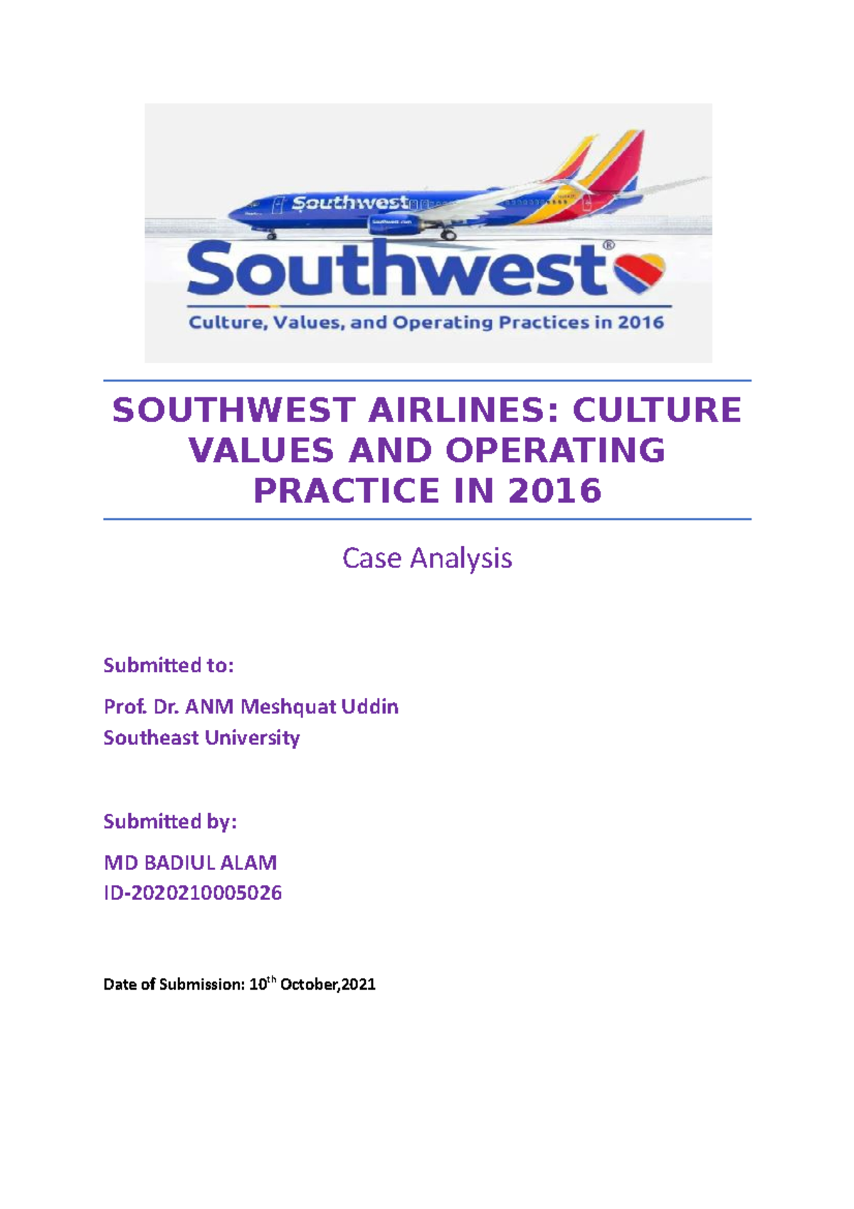 STAR- Case study on Costco wholesale in 2016 - SOUTHWEST AIRLINES ...