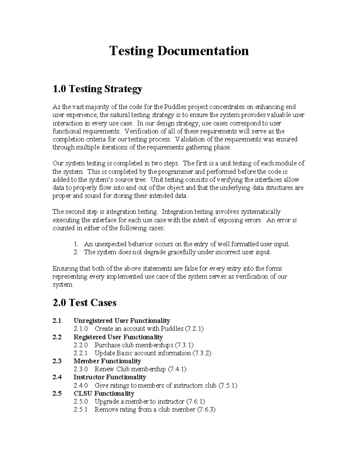 Integration Testing - test plan - Testing Documentation 1 Testing ...