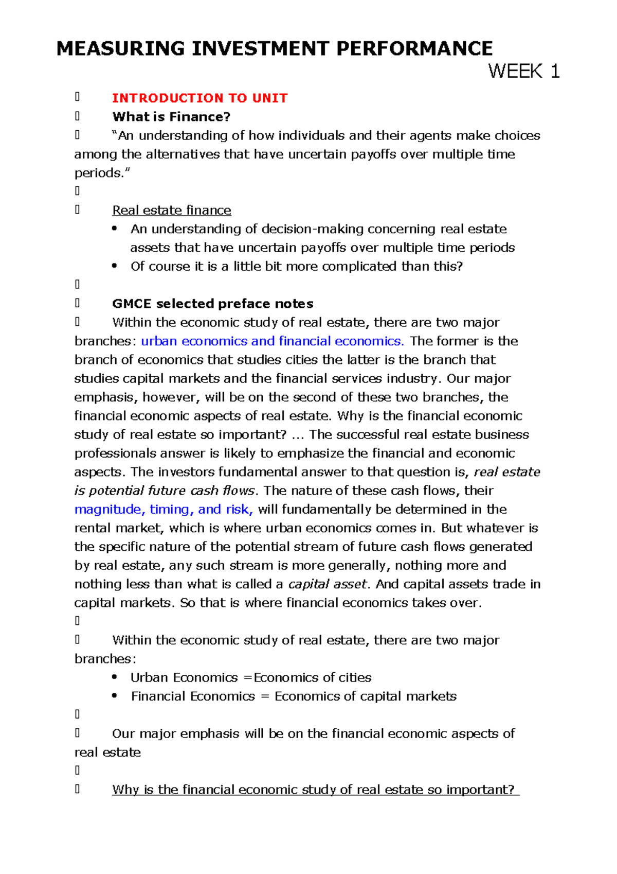 Lecture notes - Complete, very detailed - MEASURING INVESTMENT ...