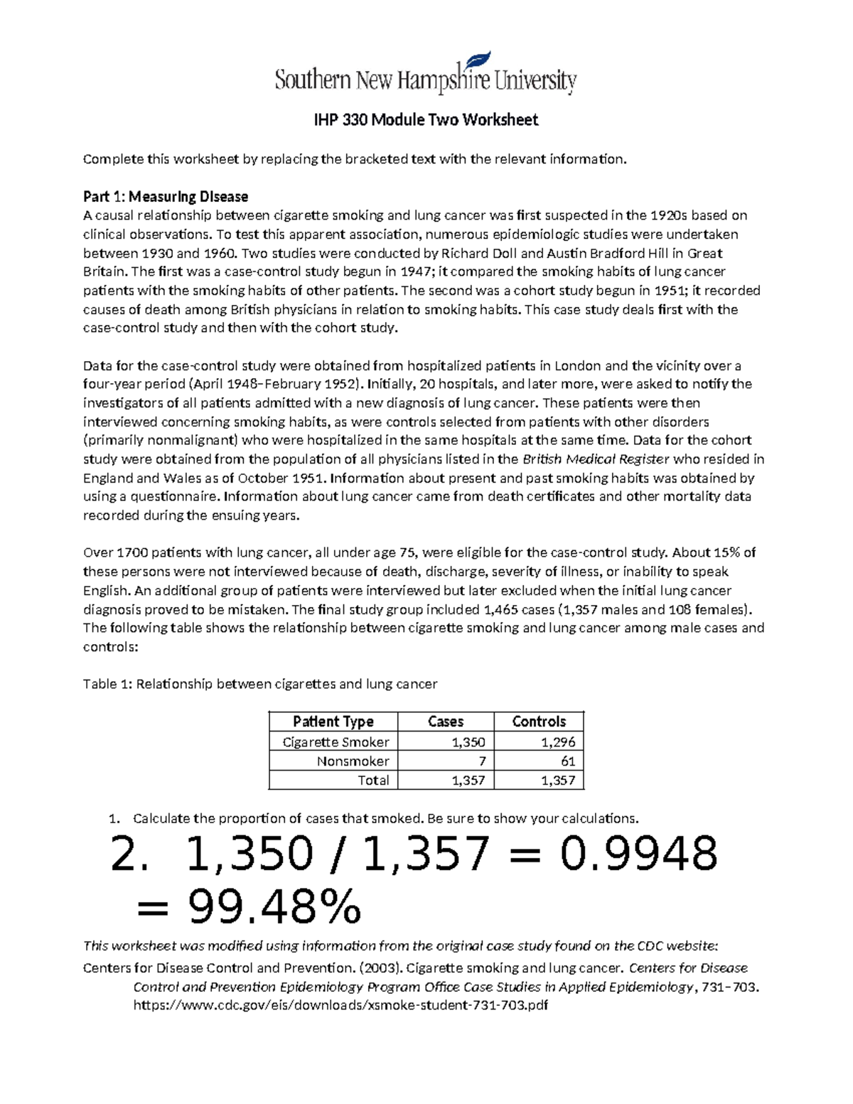Trixie worksheet 2 - IHP 330 Module Two Worksheet Complete this ...