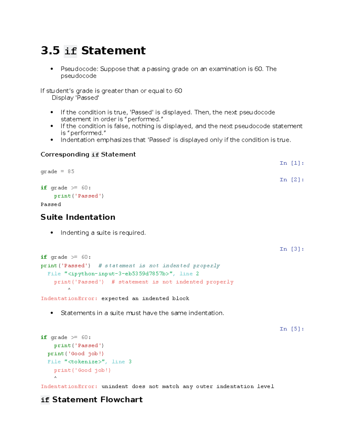 Cosc Notes 2023 - 3 if Statement Pseudocode: Suppose that a passing ...