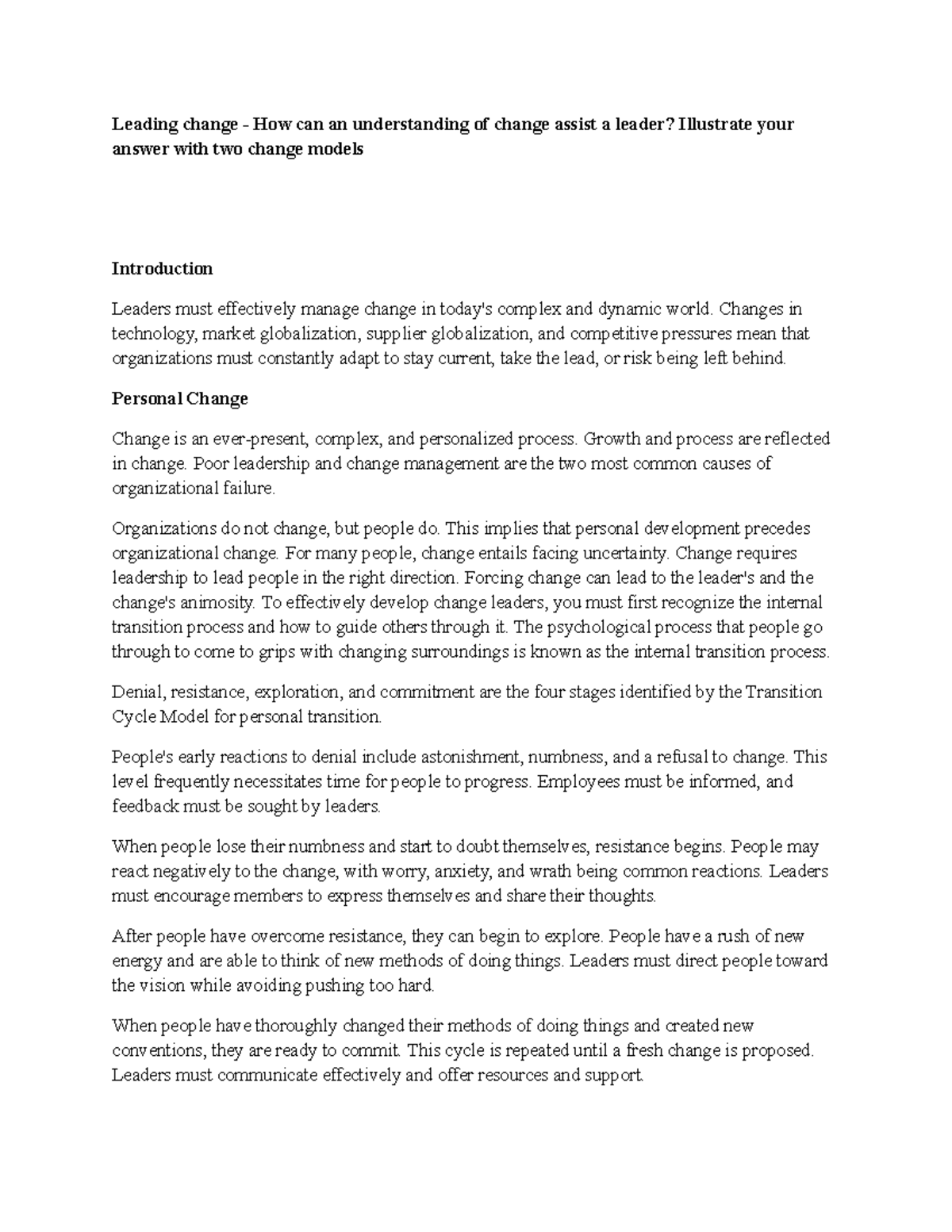 Leading change in an organisation(Leadership concept) - Leading change ...