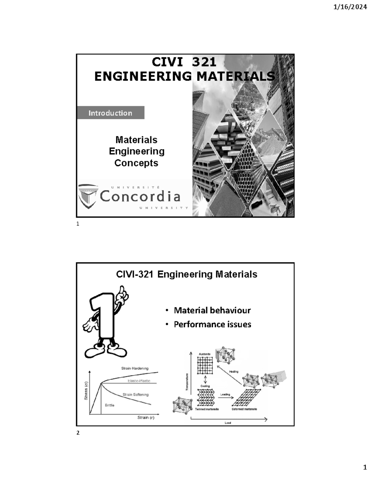 Engineering Materials Concept (Handouts) - CIVI 321 ENGINEERING MATERIALS Introduction ...