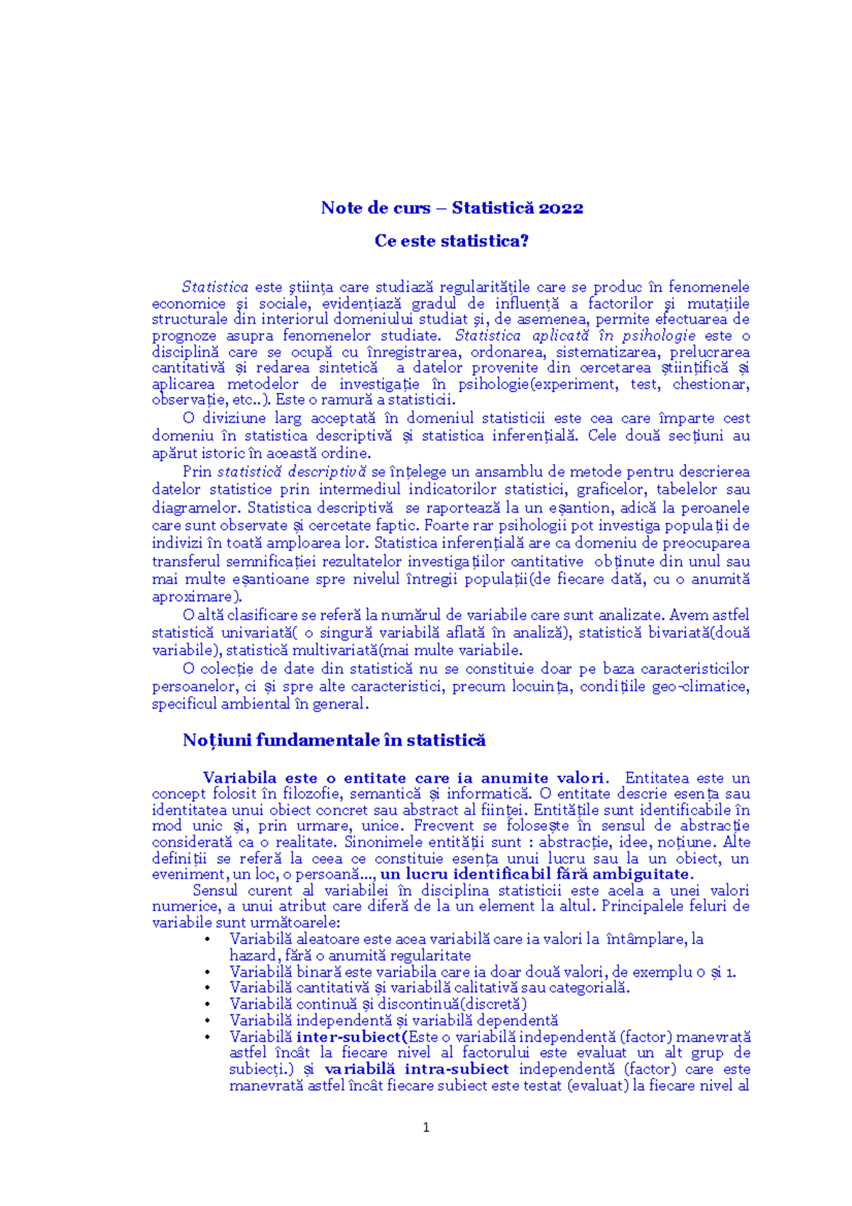 Note de curs Stat 2022 - Dvbbnnn - Note de curs – Statistică 2022 Ce ...