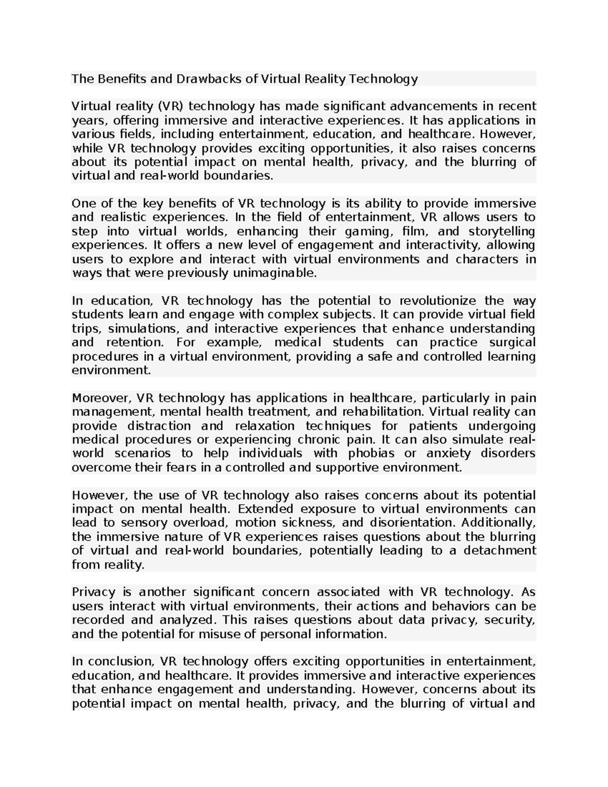 The Benefits and Drawbacks of Virtual Reality Technology - It has ...