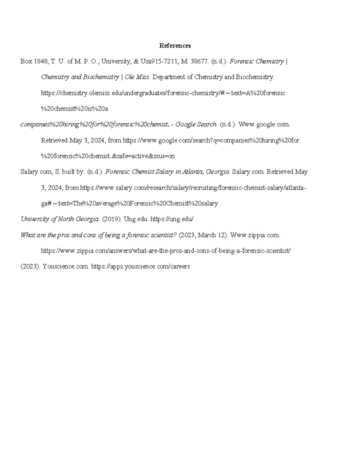 Chemistry major project references - References Box 1848, T. U. of M. P ...