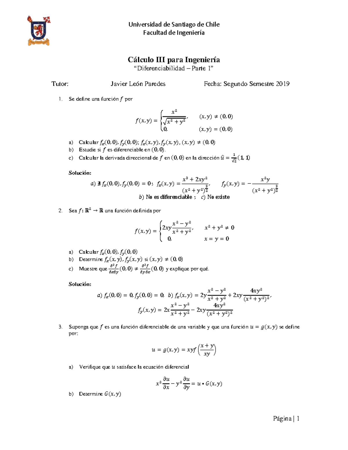 Clase 2 Diferenciabilidad (1) - Ejercicios - Warning: TT: undefined function: 32 Universidad de ...