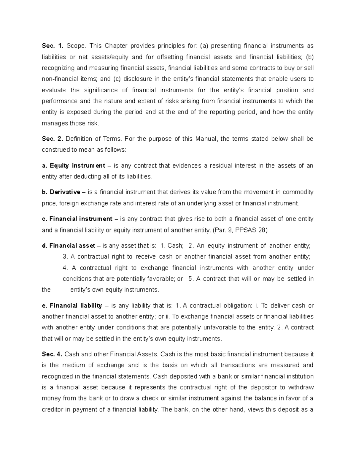 Notes for manco report govt acctg - Sec. 1. Scope. This Chapter ...