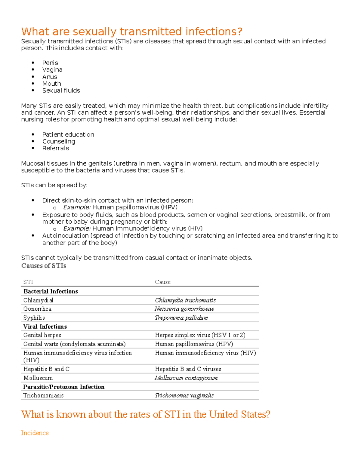UNIT 2 Evolve Notes - STIs - What are sexually transmitted infections ...