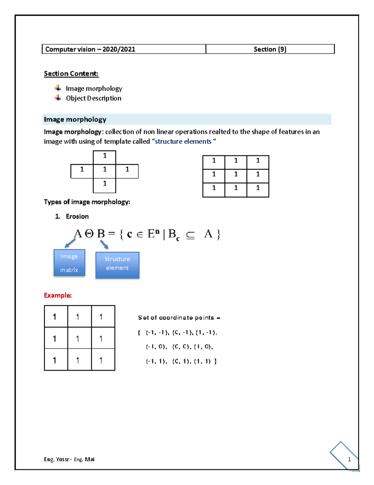 Computer Vision Section (9)-4CS - Computer vision – 2020/2021 Section ...