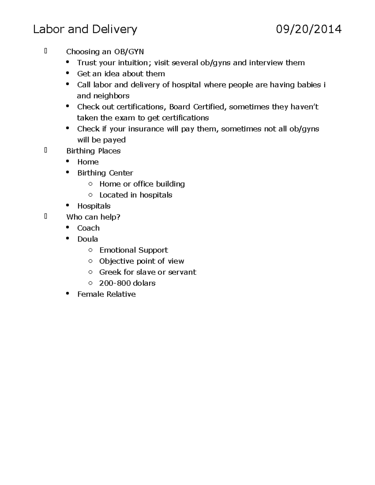 CDE EXAM 2 Notes - Labor and Delivery Choosing an Trust your visit ...