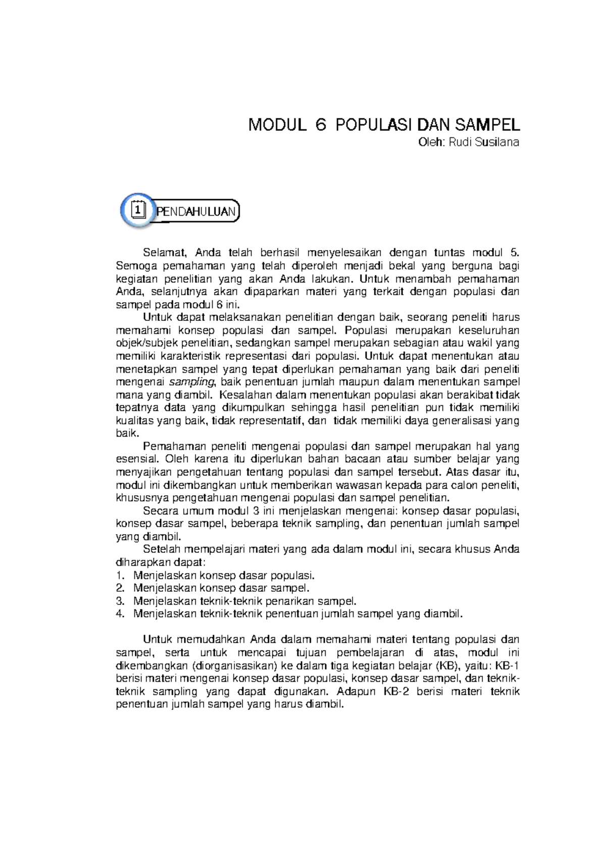 Modul Statistik 4 Pupulasi Sample - - Studocu