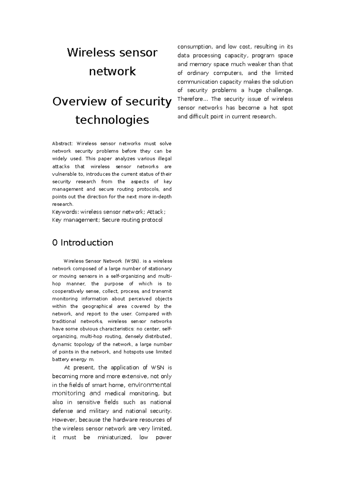 Wireless sensor network Essay - Wireless sensor network Overview of ...