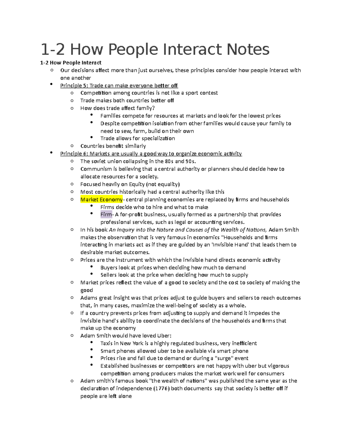 1-2 How People - Section Notes - 1-2 How People Interact Notes 1-2 How ...