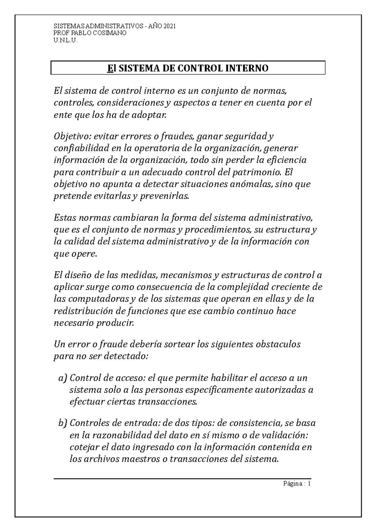 Normas de Control Interno 2021 - PROF PABLO COSIMANO U.N.L. El SISTEMA ...