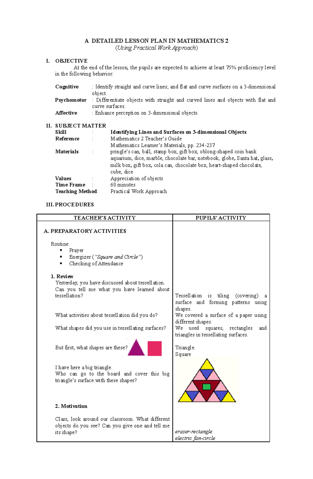 A Detailed Lesson PLAN IN Mathematics 2 - A DETAILED LESSON PLAN IN ...