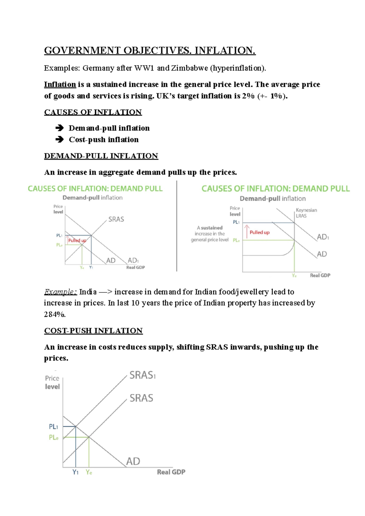 Inflation - GOVERNMENT OBJECTIVES. INFLATION. Examples: Germany after ...