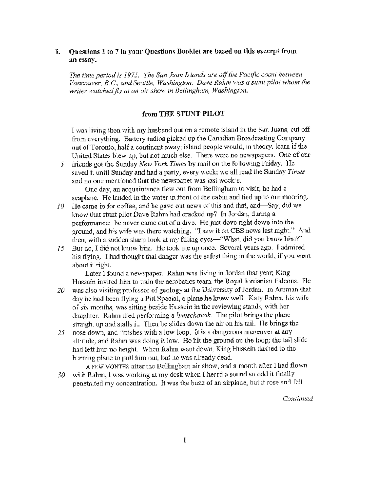 From The Stunt Pilot, essay excerpt - ENGG 233 - Studocu