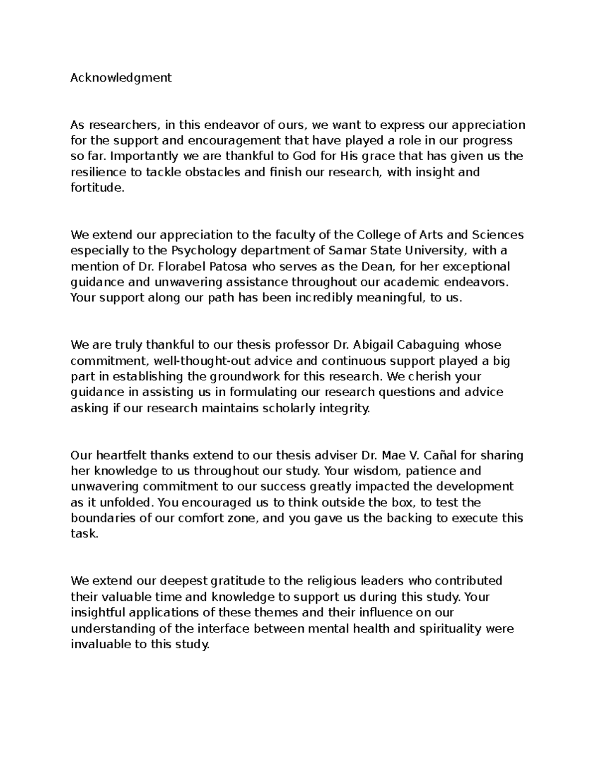 Acknowledgement Thesis - Acknowledgment As researchers, in this ...