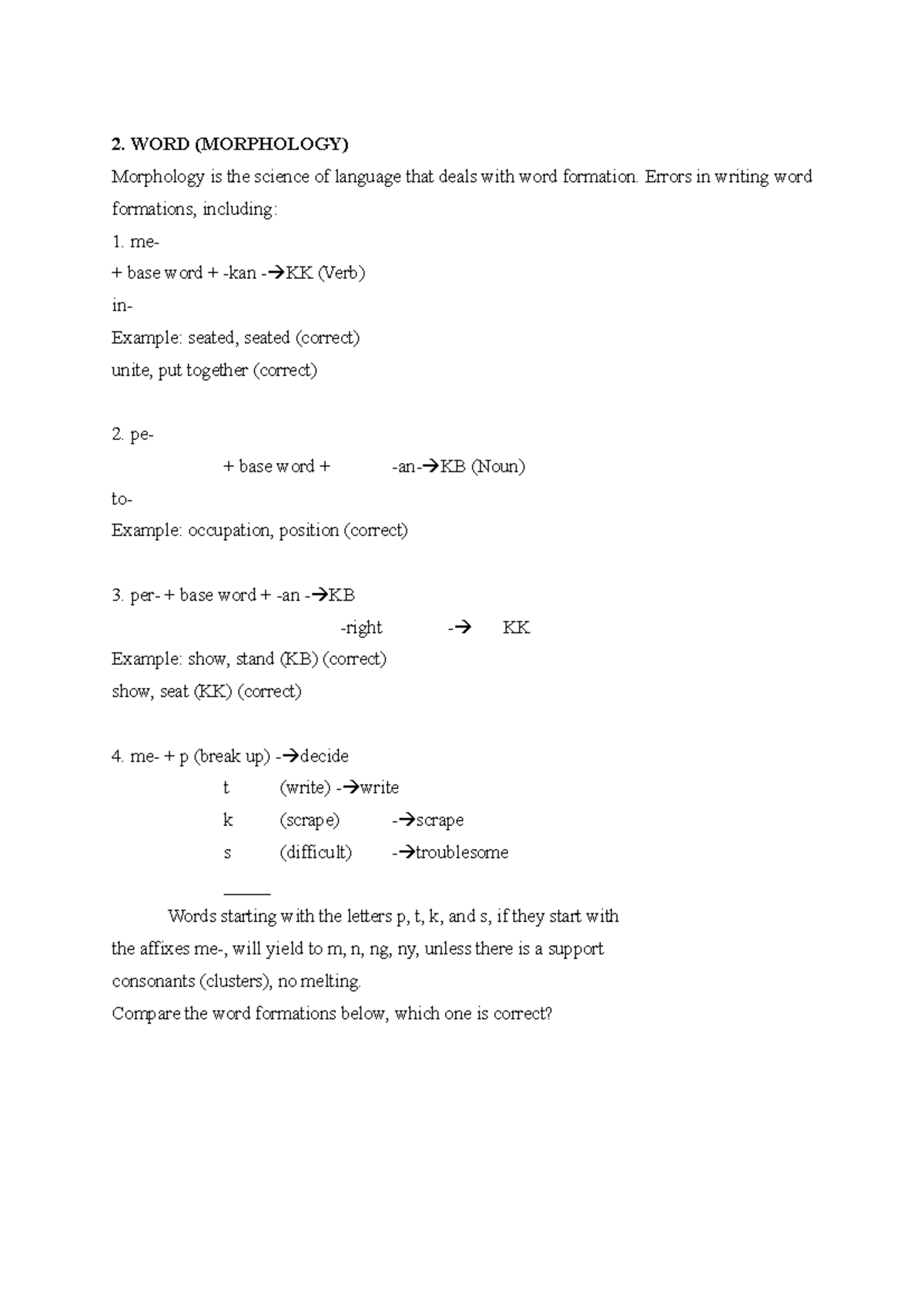 Linguistic (Morphology) - 2. WORD (MORPHOLOGY) Morphology is the ...