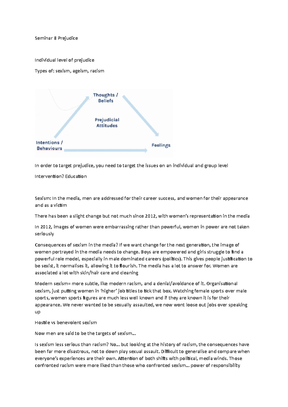 Seminar 8 Prejudice - Seminar 8 Prejudice Individual level of prejudice ...