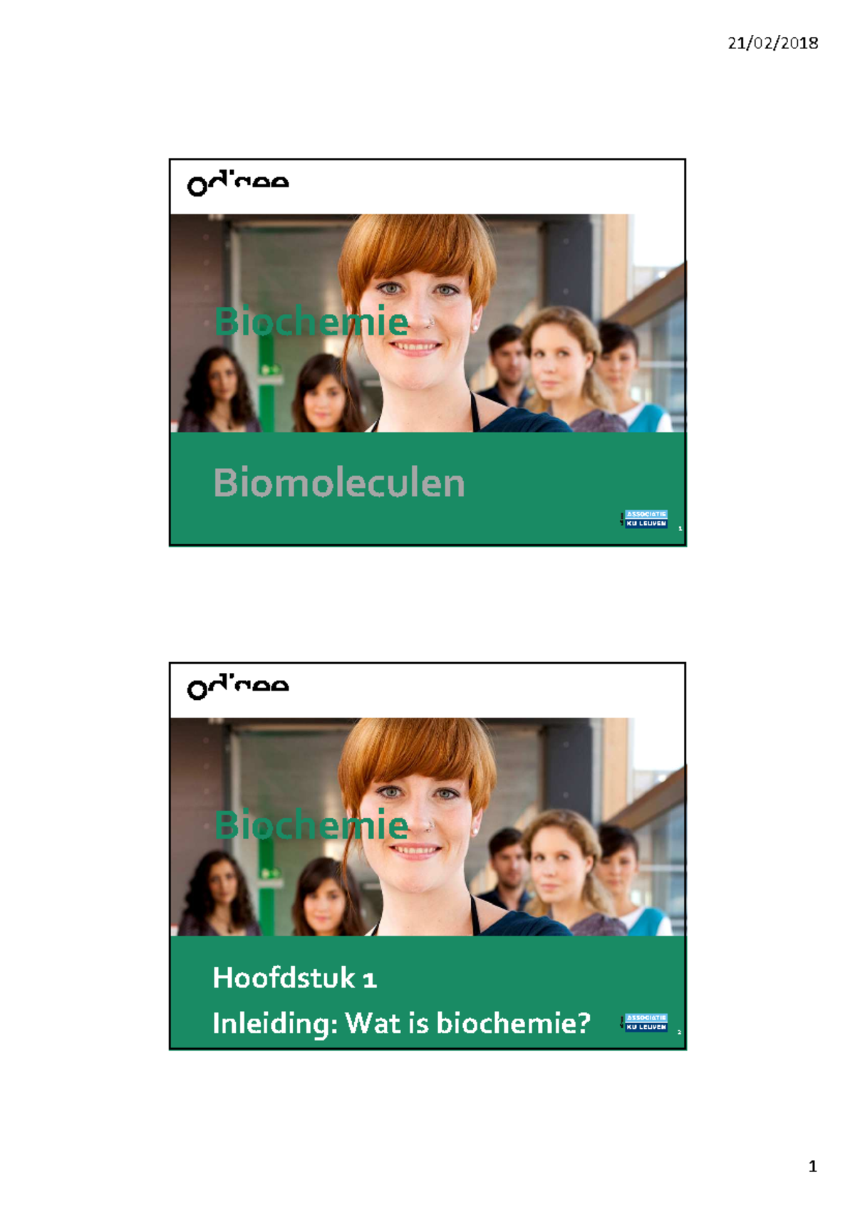 1718 Hoofdstuk 1 Wat is biochemie - 21/02/2018 Biochemie Biomoleculen 1 ...
