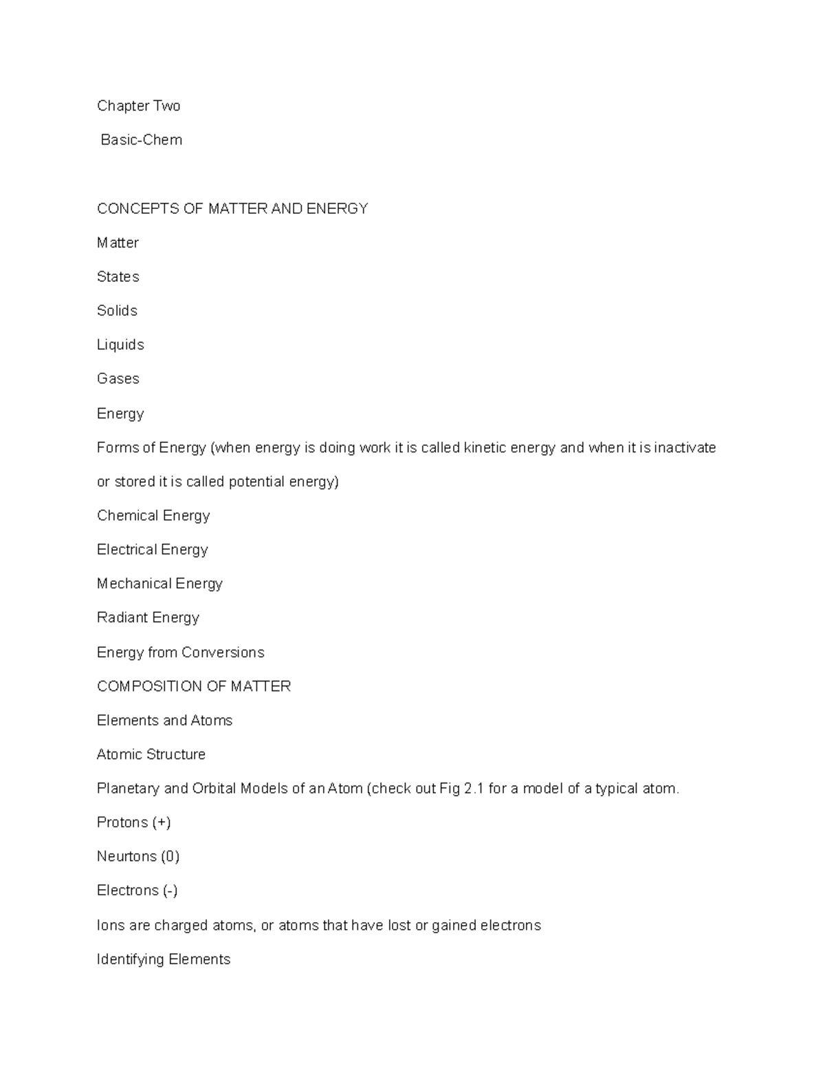 Chapter Two Basic-Chem Anatomy - Chapter Two Basic-Chem CONCEPTS OF ...