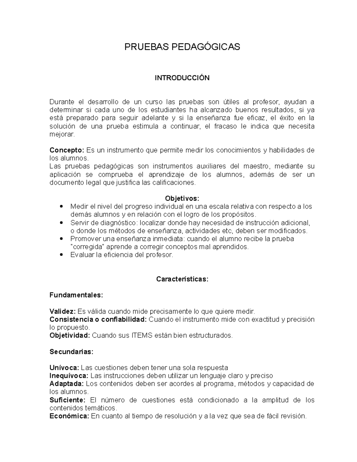 Pruebas Pedagogicas - DE COMPLEMENTO - PRUEBAS PEDAGÓGICAS INTRODUCCIÓN ...