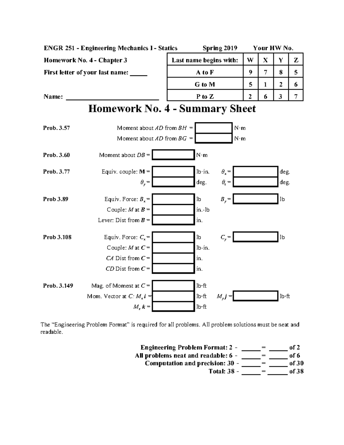 ENGR251 S19 HW4 Ch3 Problems - ENGR 251 - Engineering Mechanics I ...