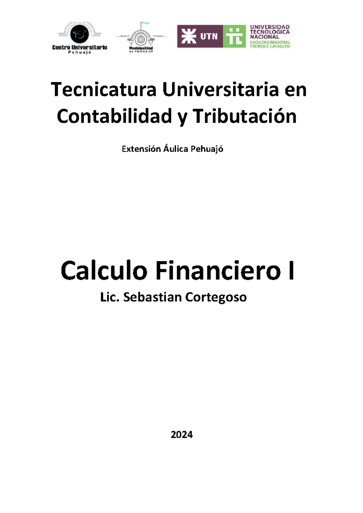 Modelo de Programa Calculo Financiero - Tecnicatura Universitaria en ...