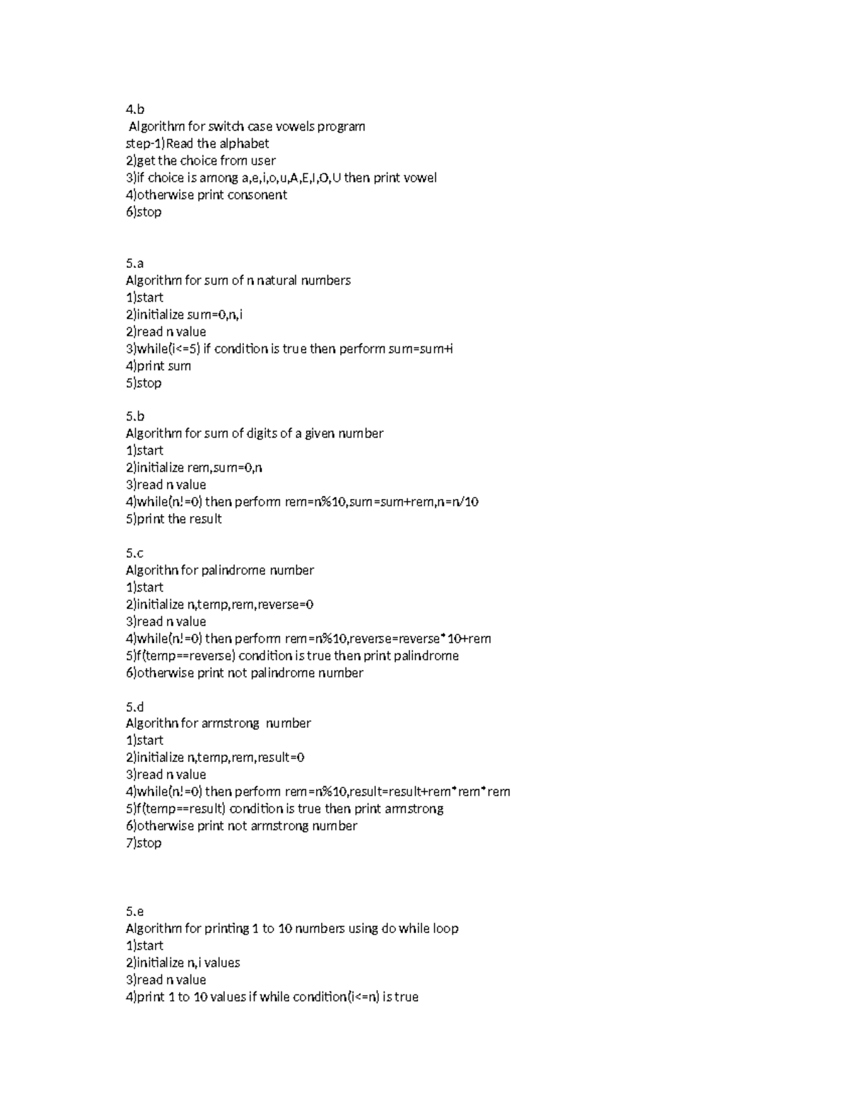 Algorithmsfromswitchtoforloop - 4 Algorithm for switch case vowels ...