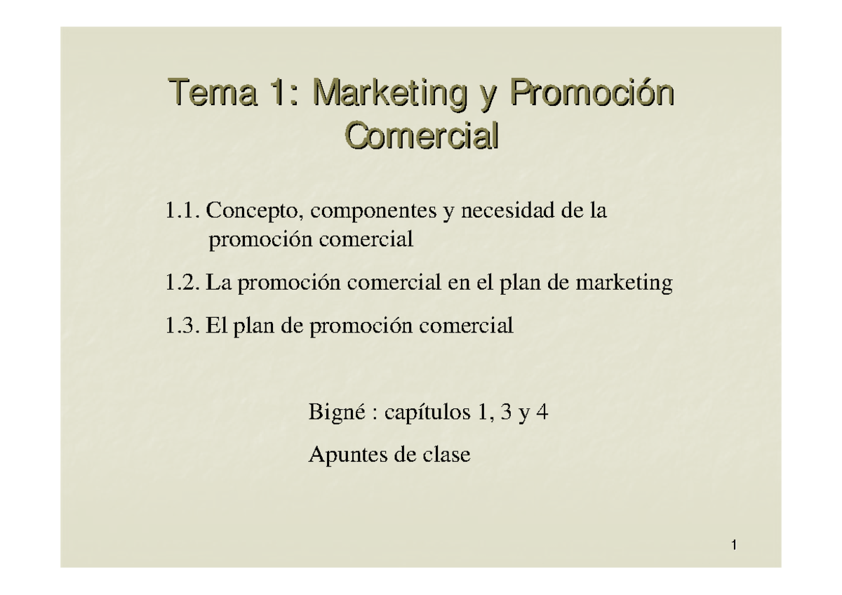 El plan de promoción comercial - Tema 1: Marketing y Promoción Tema 1 ...
