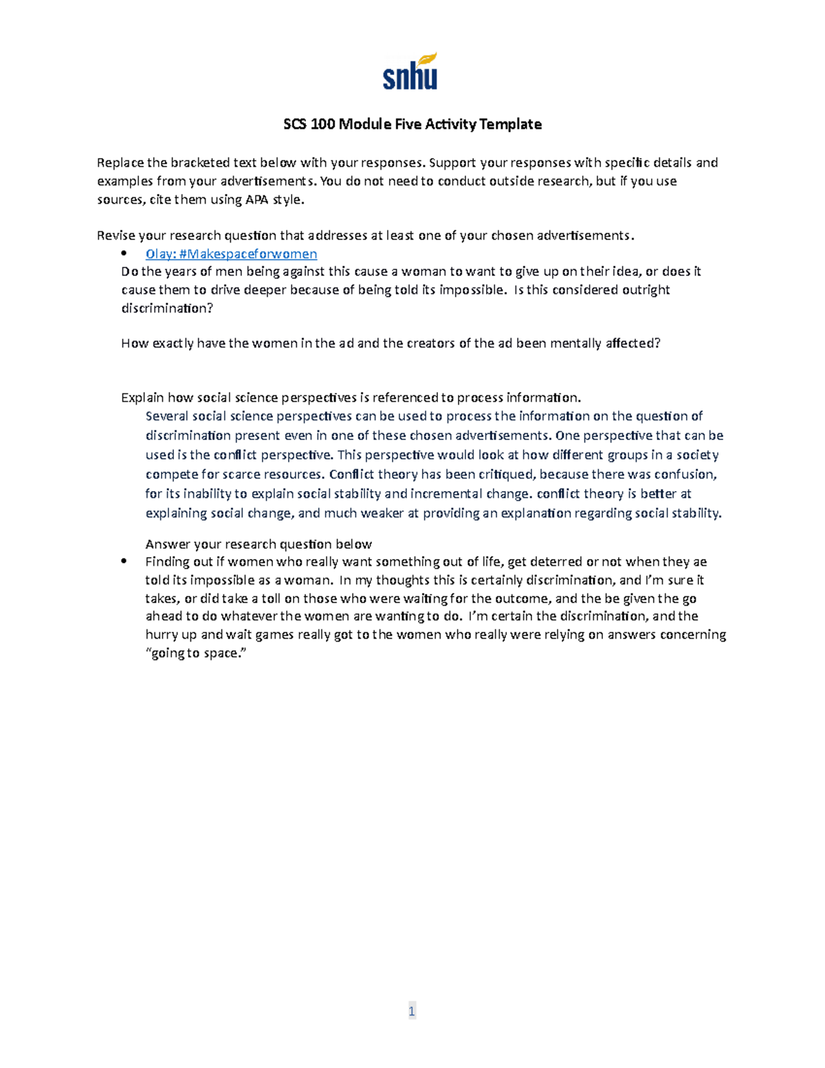 SCS 100 Module five assign - SCS 100 Module Five Activity Template ...