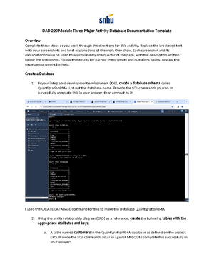 DAT 205 Module Five Journal - DAT 205 Module Five Journal The industry ...