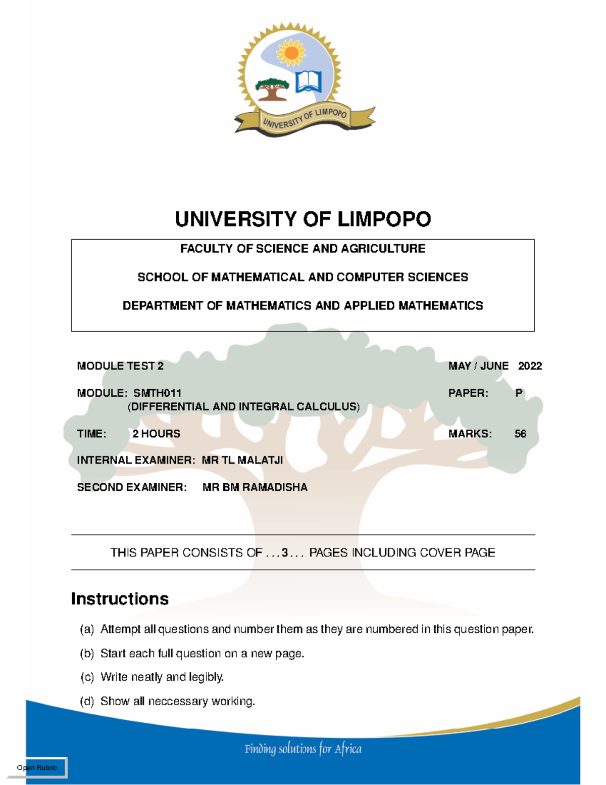 SMTH011 Test 2 - - Studocu