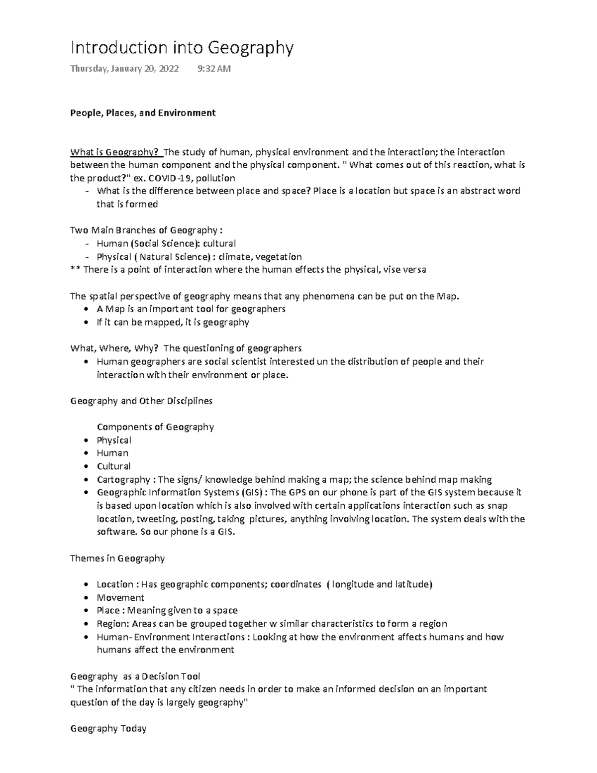Introduction Into Geography - People, Places, and Environment What is ...