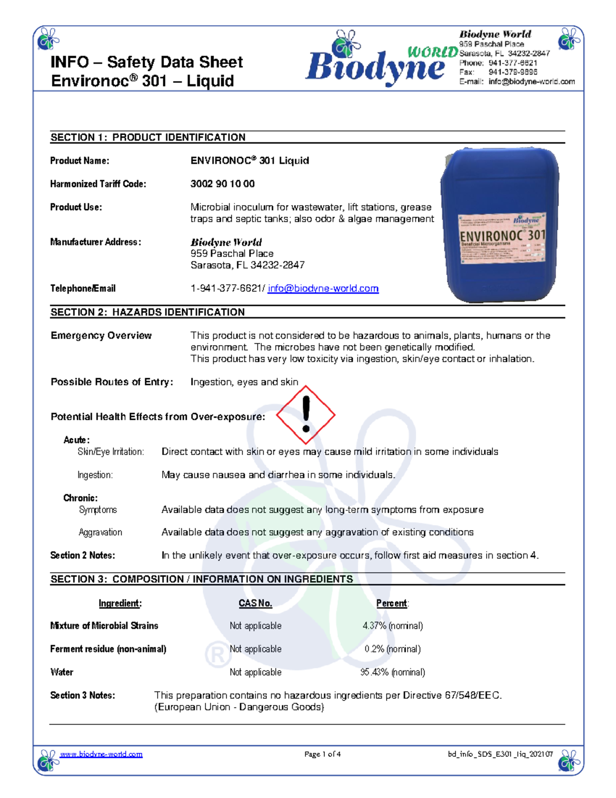 FDS Environoc 301 - INFO – Safety Data Sheet Environoc® 301 – Liquid ...