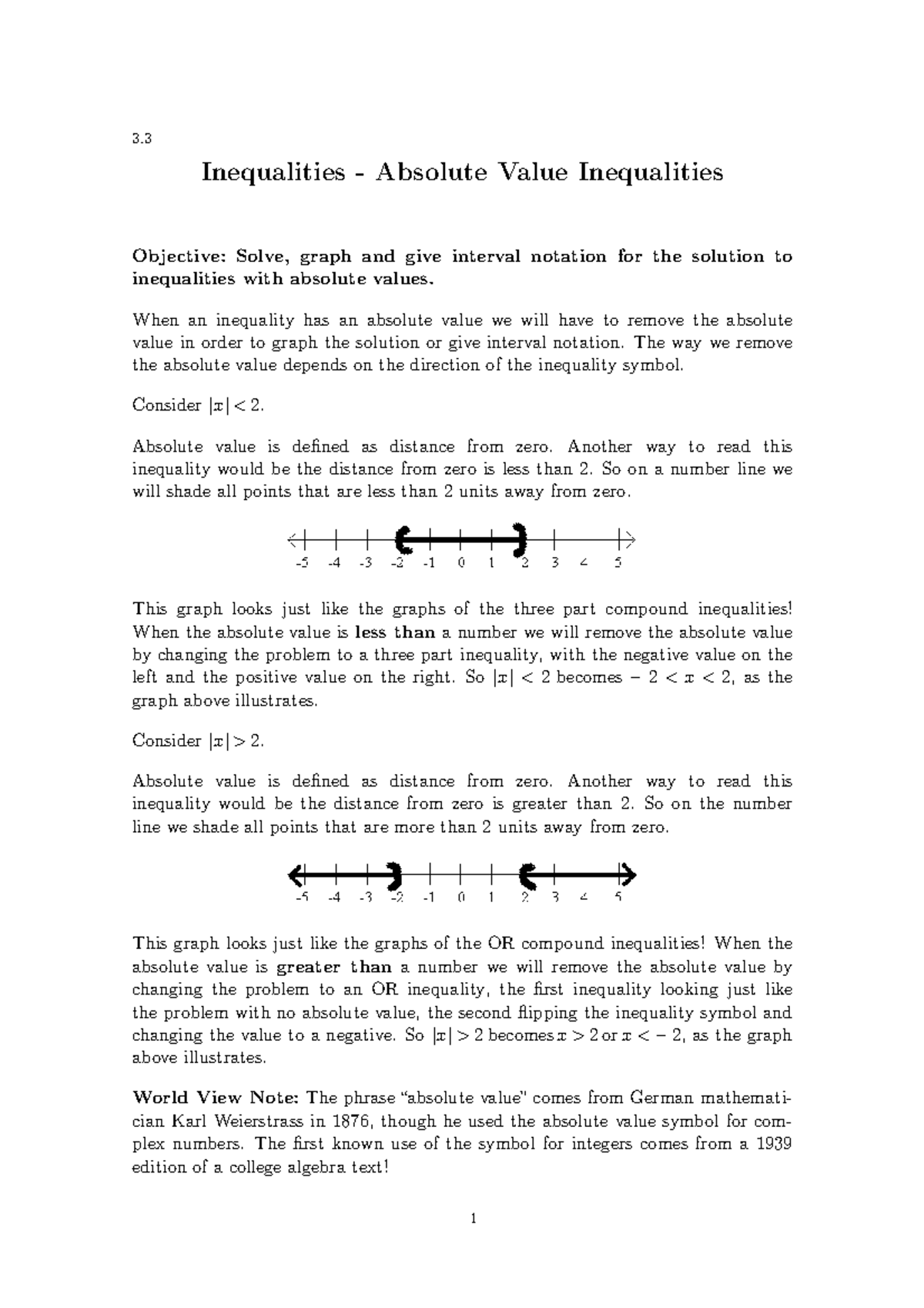 3.3 Absolute Value Inequality - Inequalities - Absolute Value ...