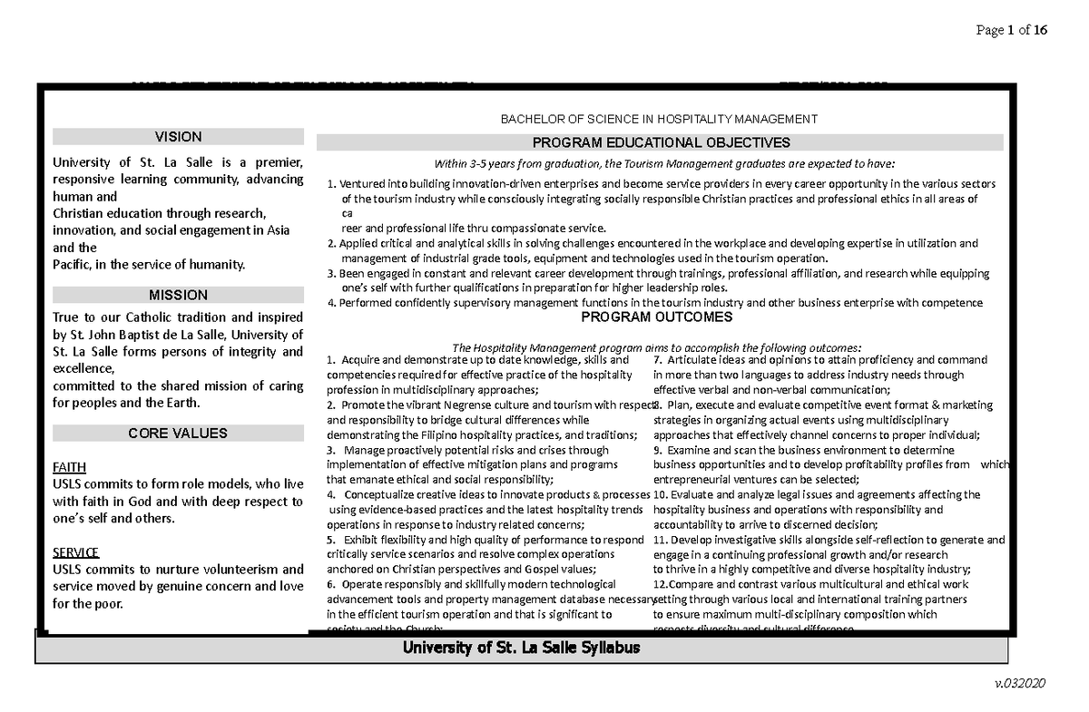 101 Syllabus - for htm students - MAJOR COURSE: MACRO PERSPECTIVE OF ...