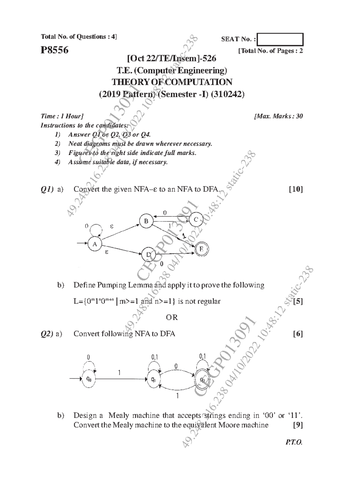 Toc2 - FFGBUH - Total No. of Questions : 4] [Oct 22/TE/Insem]- T ...