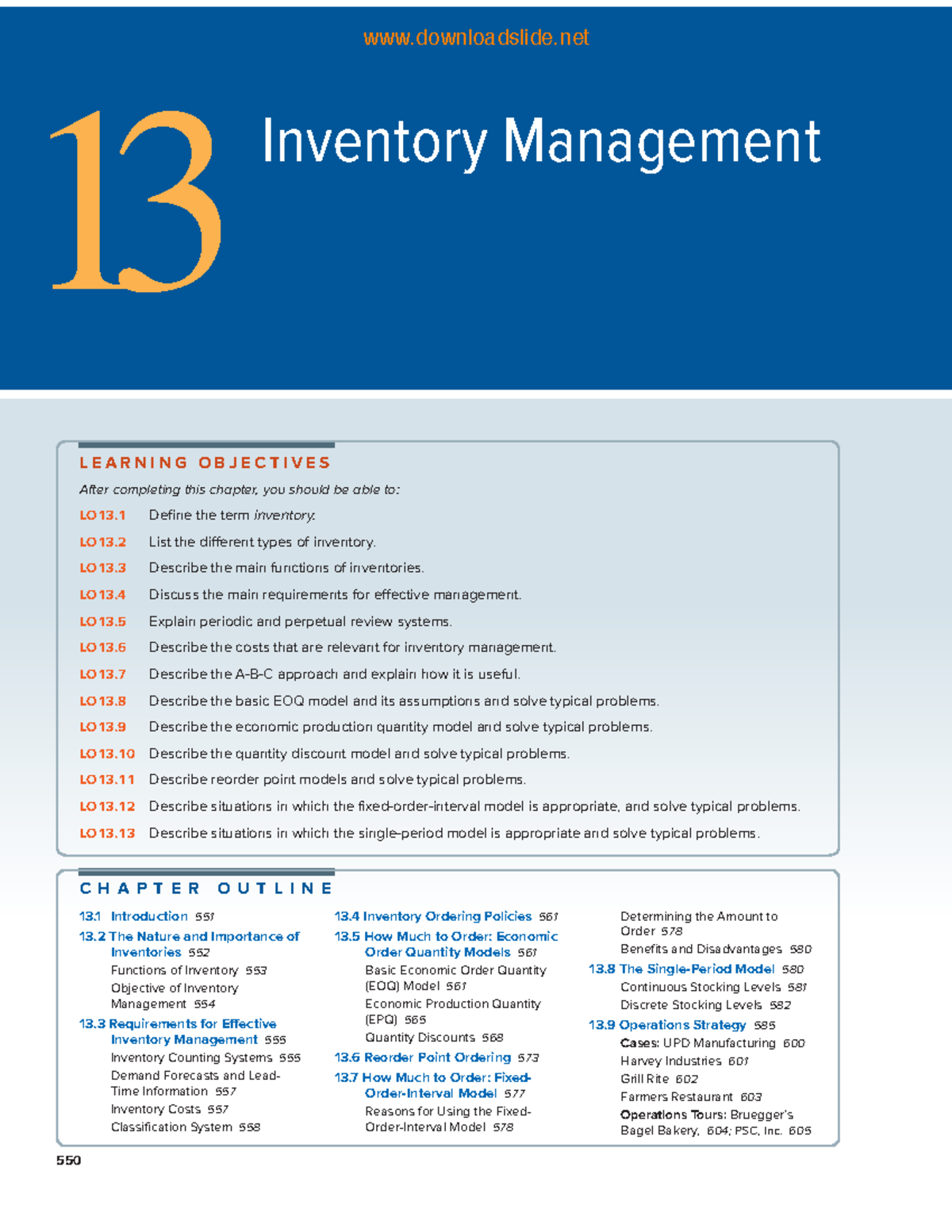 BA307 Ch13 - ... - 550 13 Inventory Management LEARNING OBJECTIVES ...